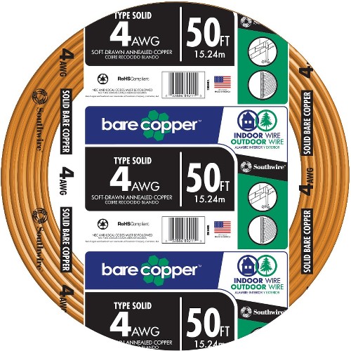 50-ft 4-Gauge Solid Soft Drawn Copper Bare Wire (By-the-roll)